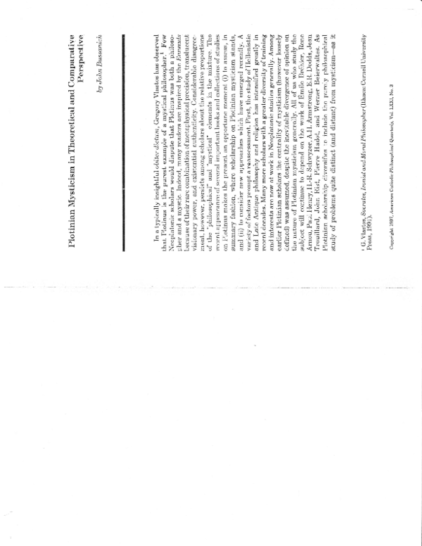 (PDF) Plotinian Mysticism in Theoretical and Comparative Perspective