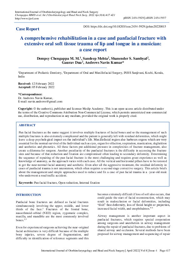 (PDF) A comprehensive rehabilitation in a case and panfacial fracture ...