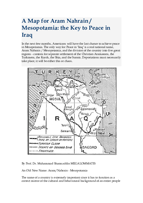 (DOC) A Map for Aram Nahrain / Mesopotamia: the Key to Peace in Iraq