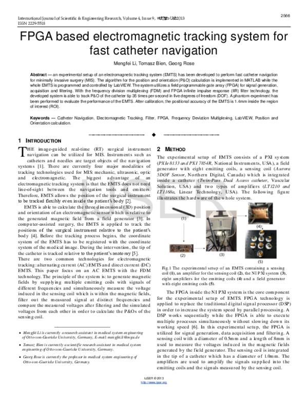 (PDF) FPGA based electromagnetic tracking system for fast catheter navigation