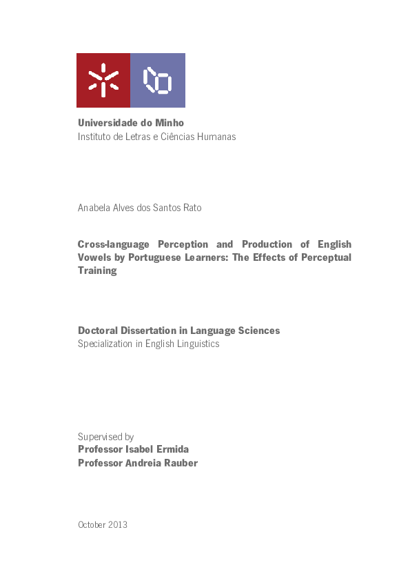(PDF) Cross-language perception and production of English vowels by Portuguese learners : the ...