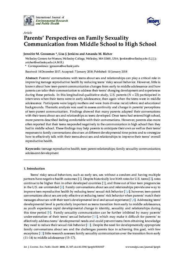 (PDF) Parents’ Perspectives on Family Sexuality Communication from ...