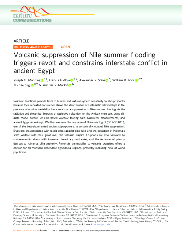 (PDF) Volcanic suppression of Nile summer flooding triggers revolt and ...