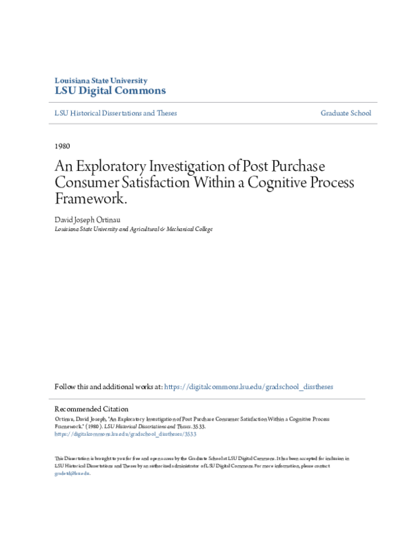 (PDF) An Exploratory Investigation of Post Purchase Consumer ...
