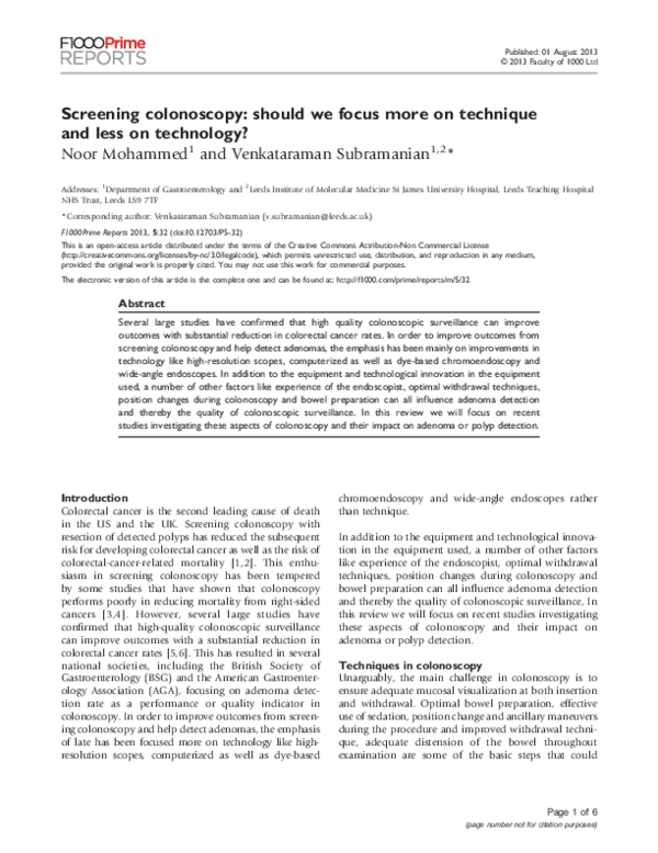 (PDF) Screening colonoscopy: should we focus more on technique and less ...