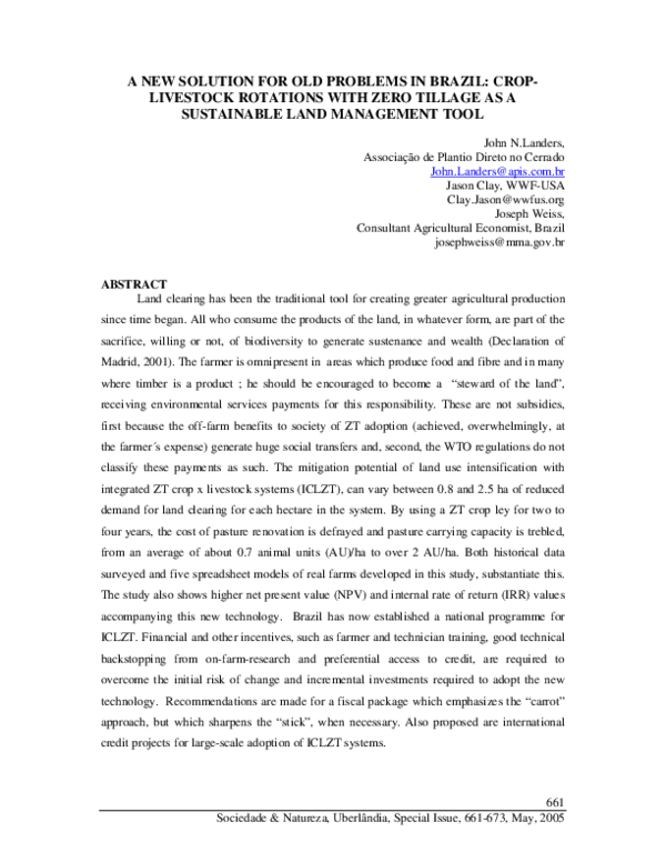 (PDF) Innovative ICLZT for Sustainable Brazilian Agriculture