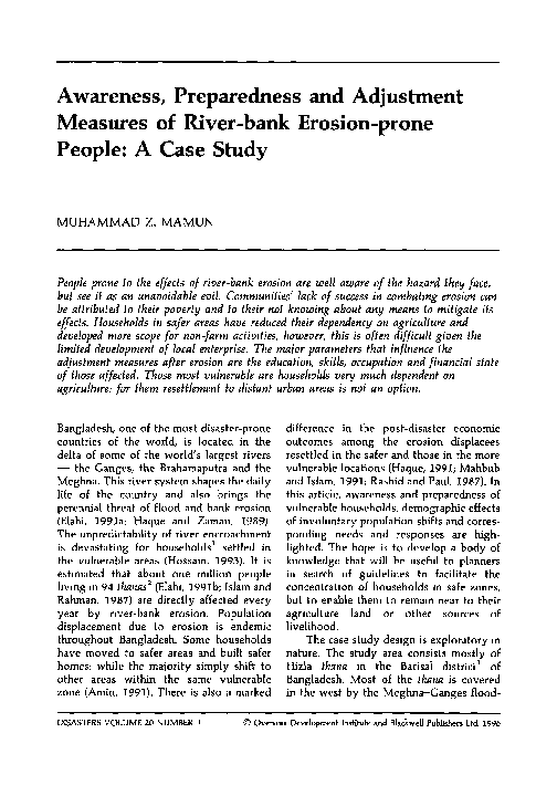 (PDF) Awareness, Preparedness and Adjustment Measures of River-bank ...