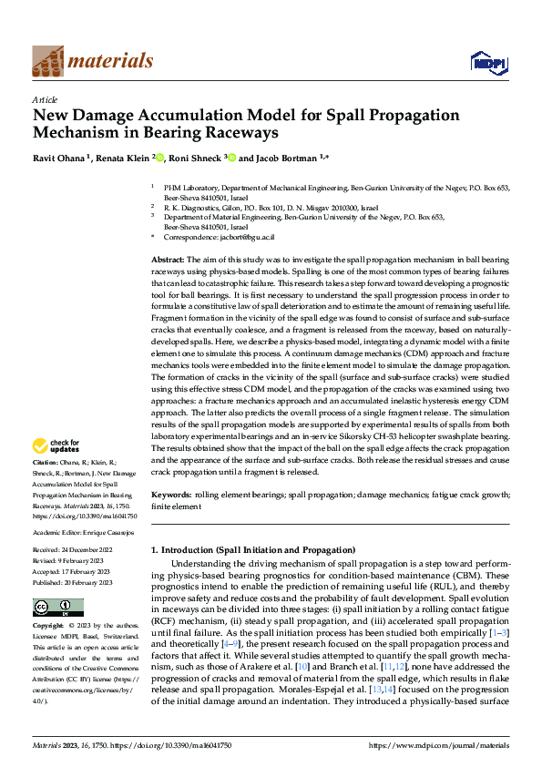 (PDF) New Damage Accumulation Model for Spall Propagation Mechanism in ...