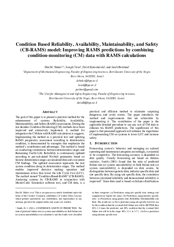 (PDF) Condition Based Reliability, Availability, Maintainability, and ...