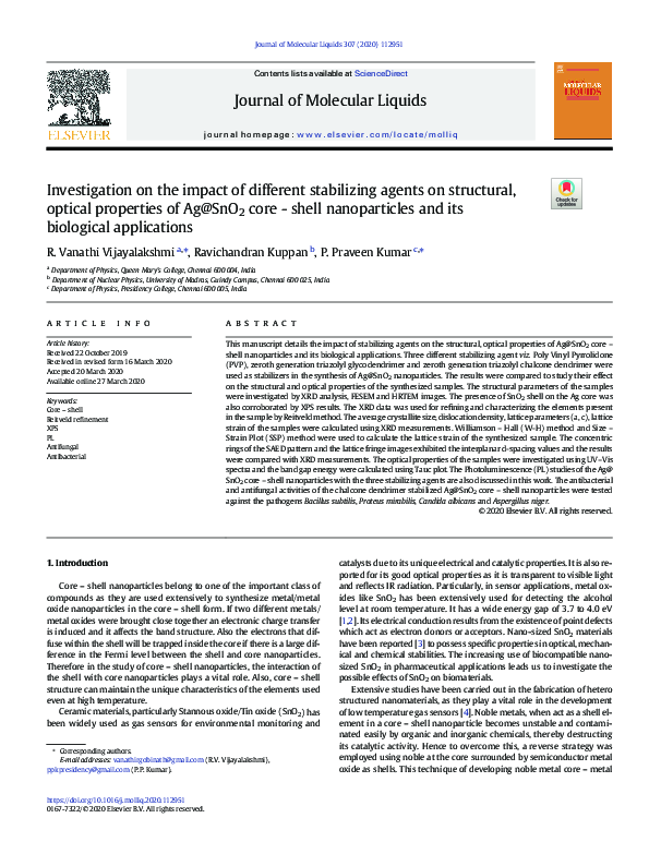 (PDF) Investigation on the impact of different stabilizing agents on ...