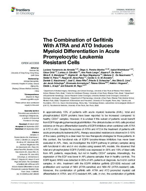 (PDF) The Combination of Gefitinib With ATRA and ATO Induces Myeloid ...