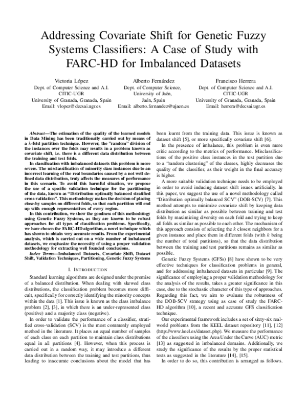 (PDF) Addressing covariate shift for Genetic Fuzzy Systems classifiers ...