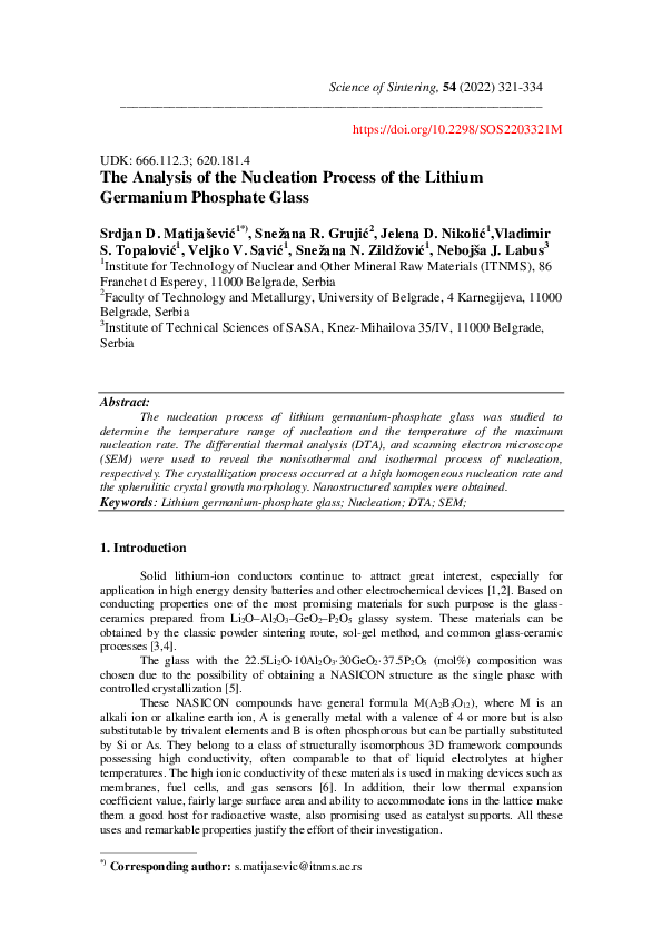 (PDF) The analysis of the nucleation process of the lithium germanium ...