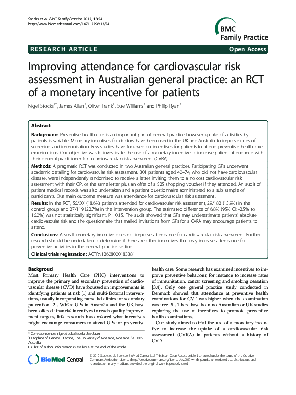 (PDF) Improving attendance for cardiovascular risk assessment in ...