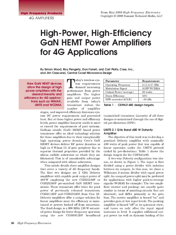 (PDF) High Frequency Products 4 G AMPLIFIERS High-Power , High ...