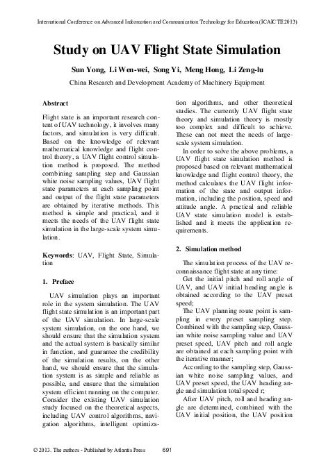 (PDF) Study on UAV Flight State Simulation | li zenglu - Academia.edu