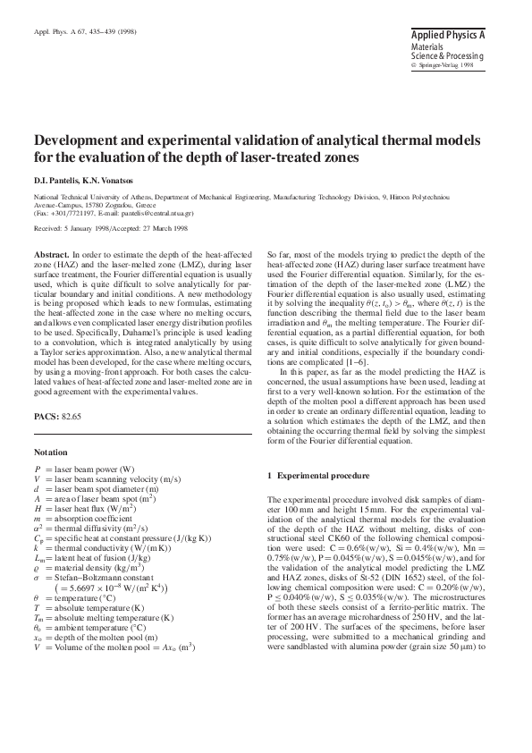 (PDF) Development and experimental validation of analytical thermal ...