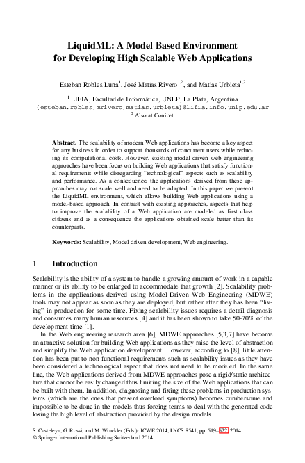 (PDF) LiquidML: A Model Based Environment for Developing High Scalable Web Applications
