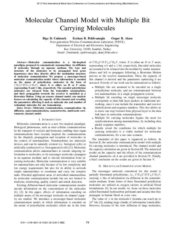 (PDF) Molecular channel model with multiple bit carrying molecules
