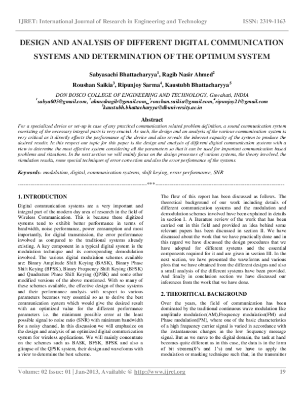(PDF) Design and Analysis of Different Digital Communication Systems ...