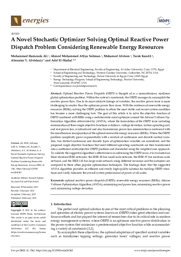 (PDF) A Novel Stochastic Optimizer Solving Optimal Reactive Power Dispatch Problem Considering ...