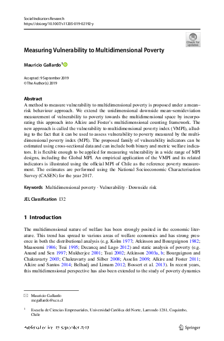 (PDF) Measuring Vulnerability to Multidimensional Poverty