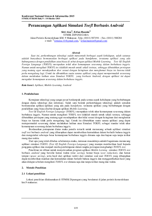 (PDF) Perancangan Aplikasi Simulasi Toefl Berbasis Android