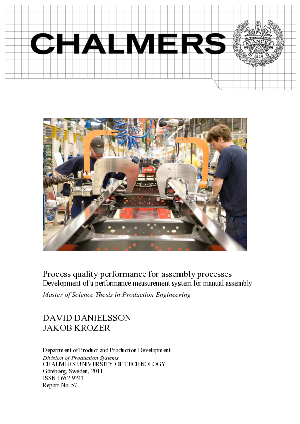 (PDF) Process quality performance for assembly processes - Development ...