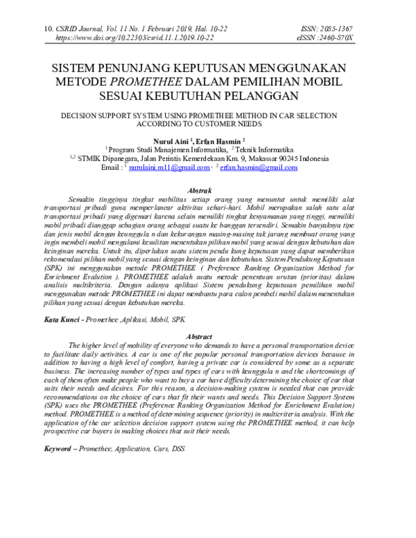 (PDF) Sistem Penunjang Keputusan Menggunakan Metode Promethee Dalam ...