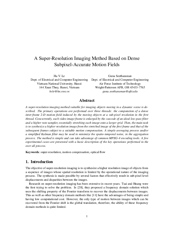 (PDF) A Super-Resolution Imaging Method Based on Dense Subpixel ...