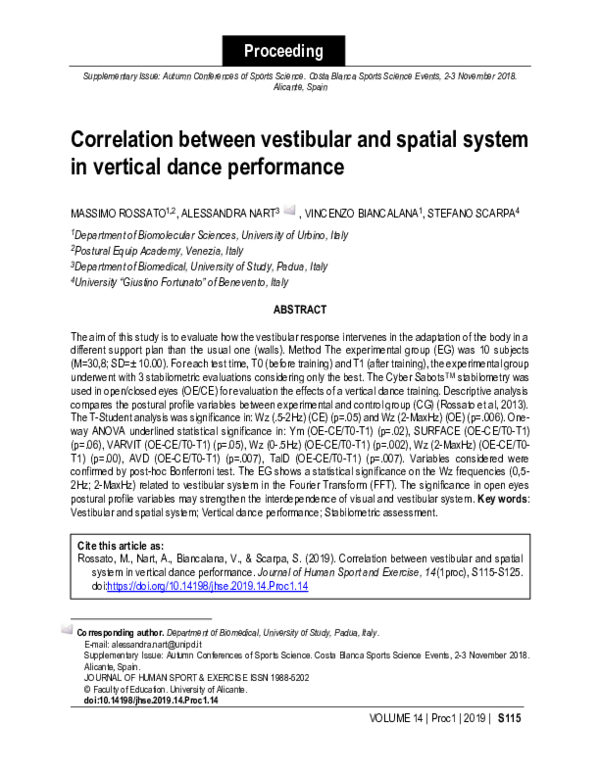 (PDF) Correlation between vestibular and spatial system in vertical ...