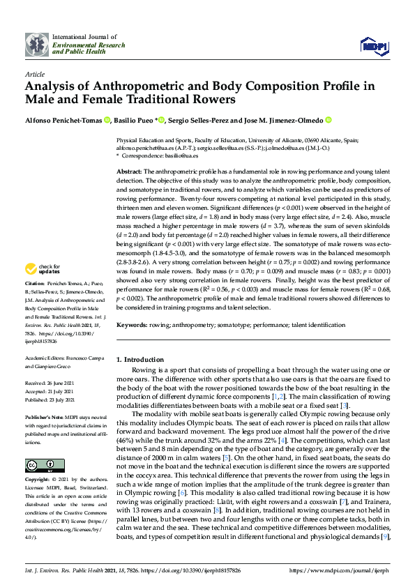 (PDF) Analysis of Anthropometric and Body Composition Profile in Male ...