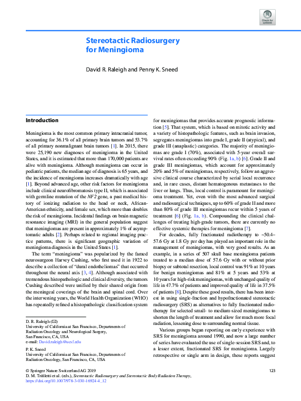 (PDF) Stereotactic Radiosurgery for Meningioma