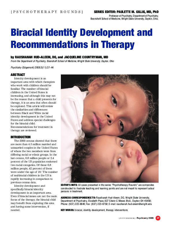 (PDF) Biracial identity development and recommendations in therapy