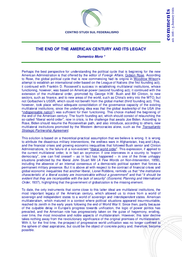 (PDF) THE END OF THE AMERICAN CENTURY AND ITS LEGACY