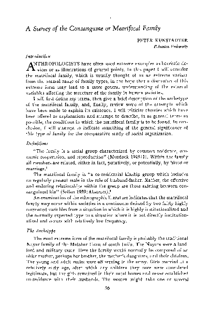 (PDF) A Survey of the Consanguine or Matrifocal Family