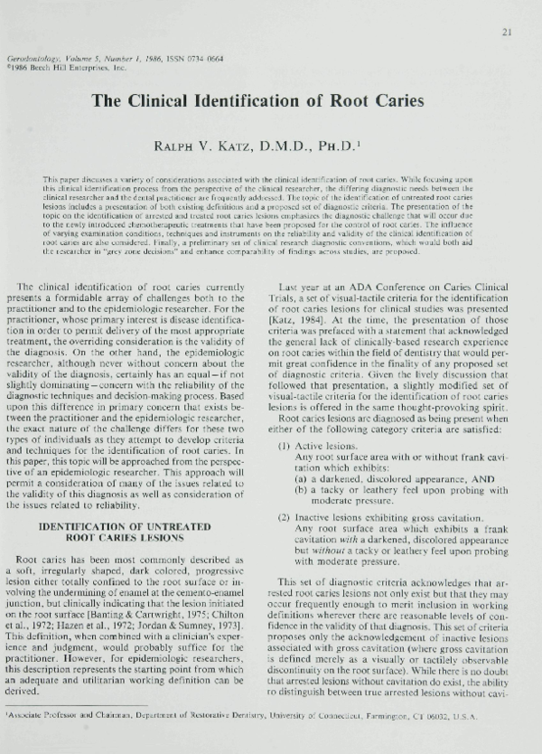 (PDF) The Clinical Identification of Root Caries
