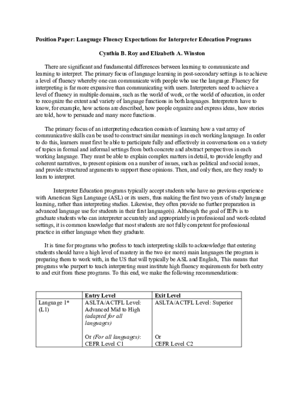 (DOC) CIT Position Paper on Language Fluency