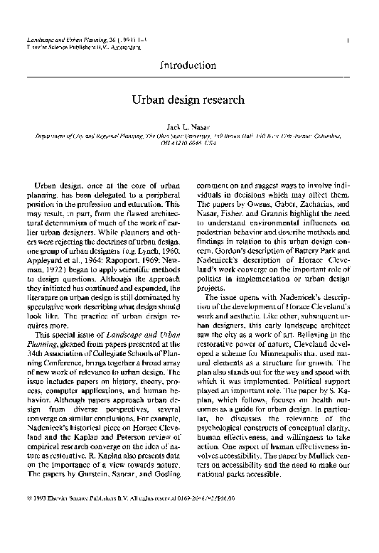 (PDF) Urban design research