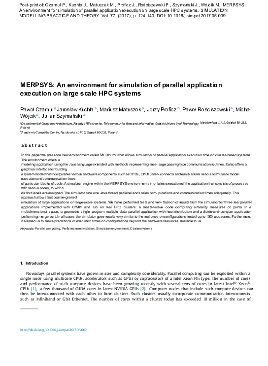(PDF) MERPSYS: An environment for simulation of parallel application execution on large scale ...