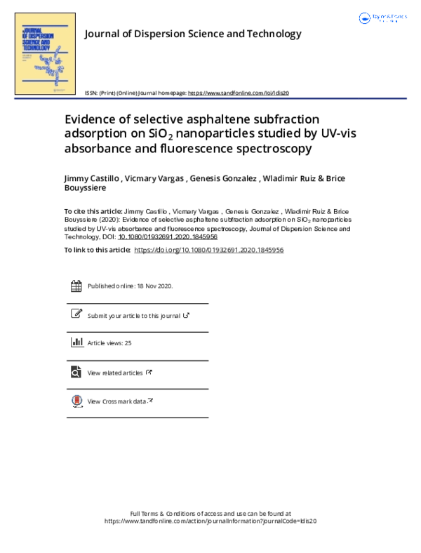 (PDF) Evidence of selective asphaltene subfraction adsorption on SiO2 ...