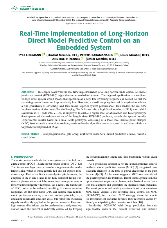 (PDF) Real-Time Implementation of Long-Horizon Direct Model Predictive Control on an Embedded System