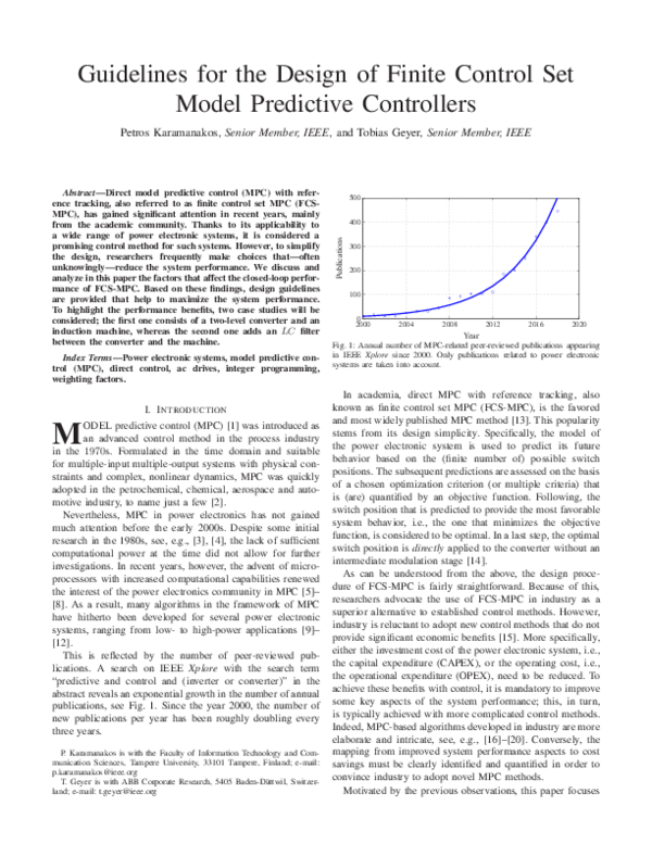 Pdf Guidelines For The Design Of Finite Control Set Model Predictive Controllers