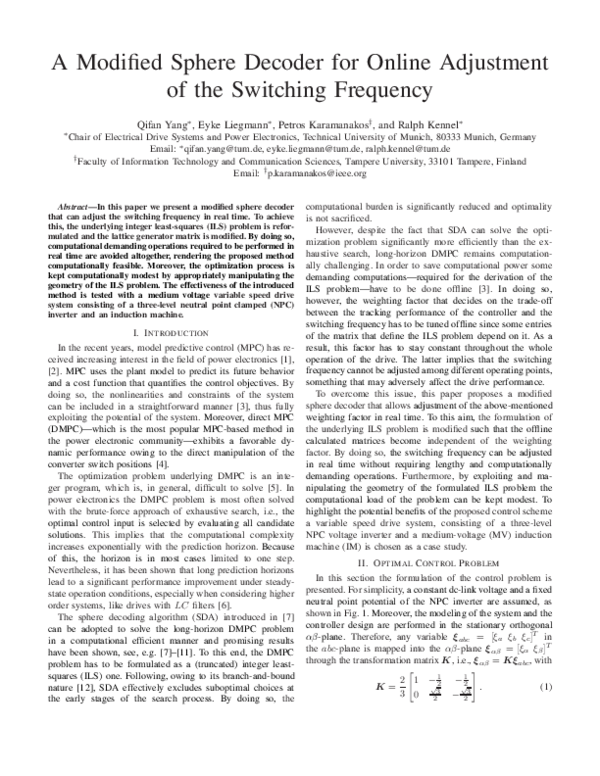 (PDF) A Modified Sphere Decoder for Online Adjustment of the Switching ...