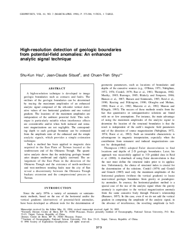 (PDF) High‐resolution detection of geologic boundaries from potential‐field anomalies: An ...
