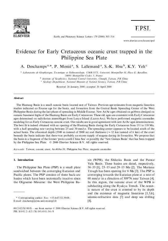 Pdf Evidence For Early Cretaceous Oceanic Crust Trapped In The Philippine Sea Plate