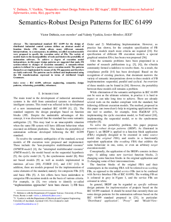(PDF) Semantics-Robust Design Patterns for IEC 61499