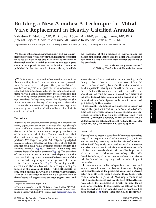 (PDF) Building a New Annulus: A Technique for Mitral Valve Replacement ...