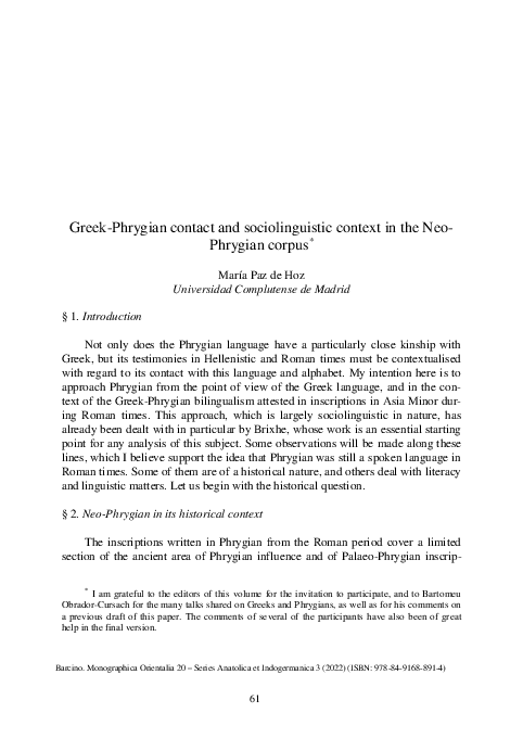 (PDF) Greek-Phrygian contact.BMO