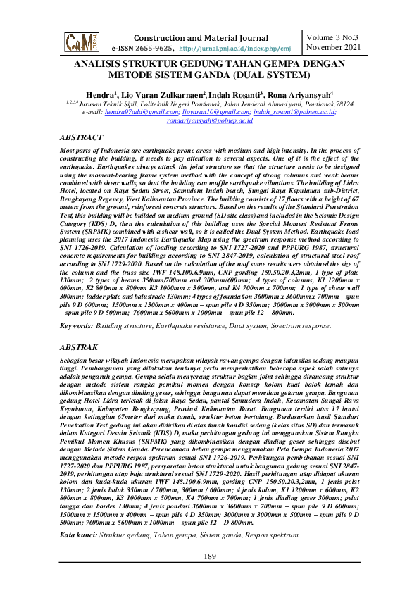 (PDF) Analisis Struktur Gedung Tahan Gempa Dengan Metode Sistem Ganda (Dual System)